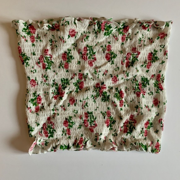 PacSun | Tops | Pacsun Smocked White Floral Tube Top | Poshmark